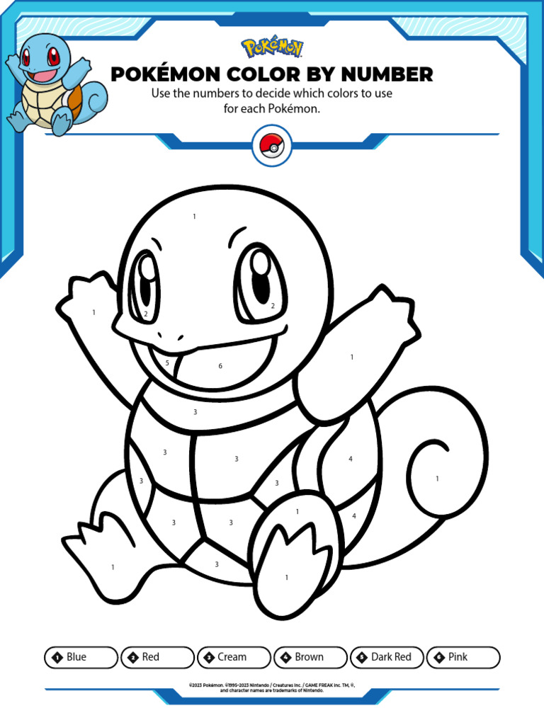 Color by Number Squirtle | PDF