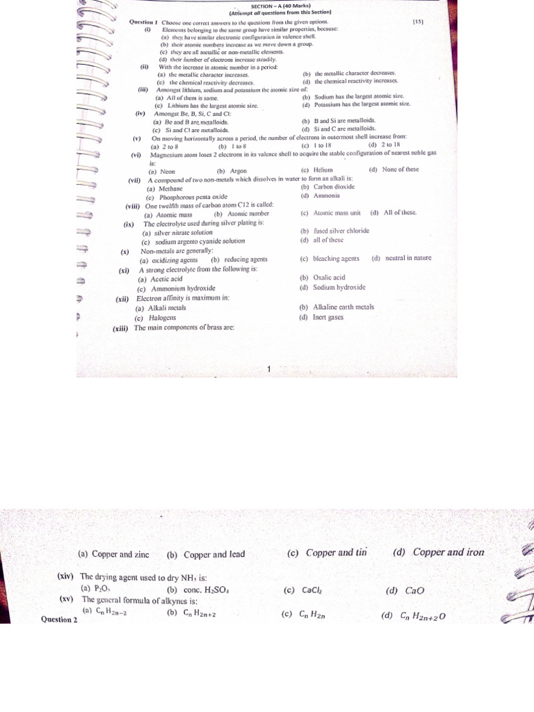 Chemistry 120 MCQ Question From Whole Syllabus For Practice For | PDF