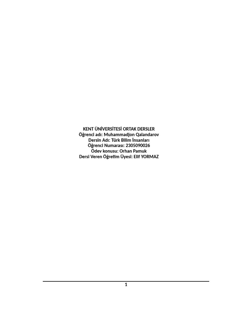 Orhan Pamuk Hakkında | PDF