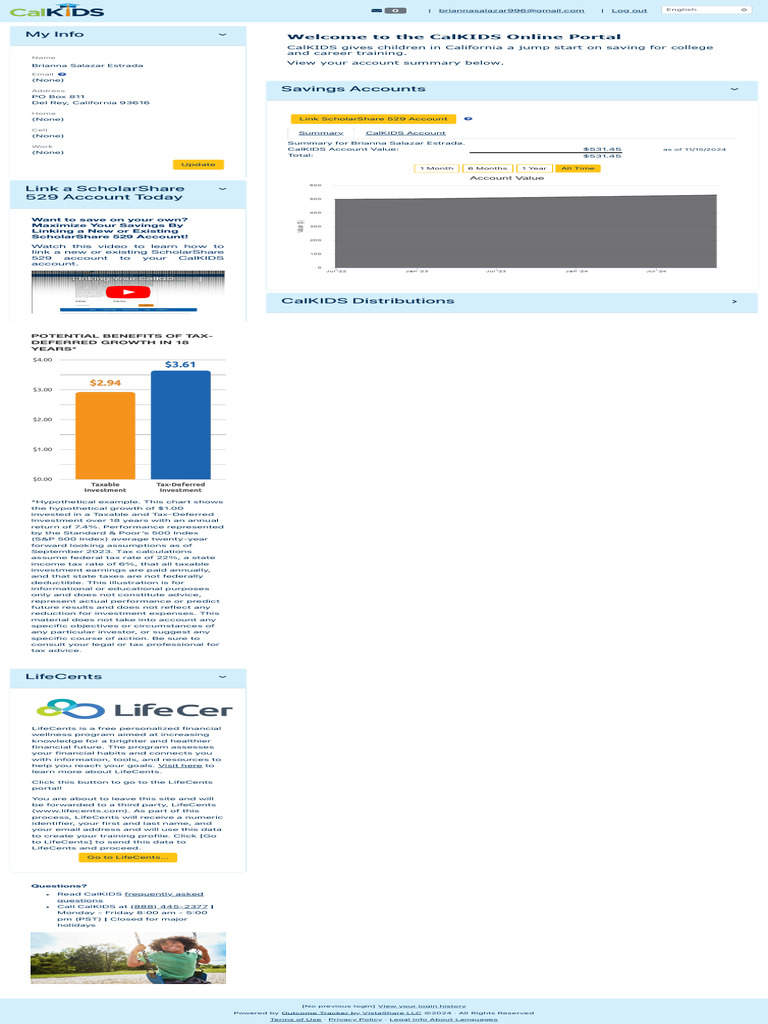 CalKIDS Account Overview and Benefits | PDF | Taxes | Payments