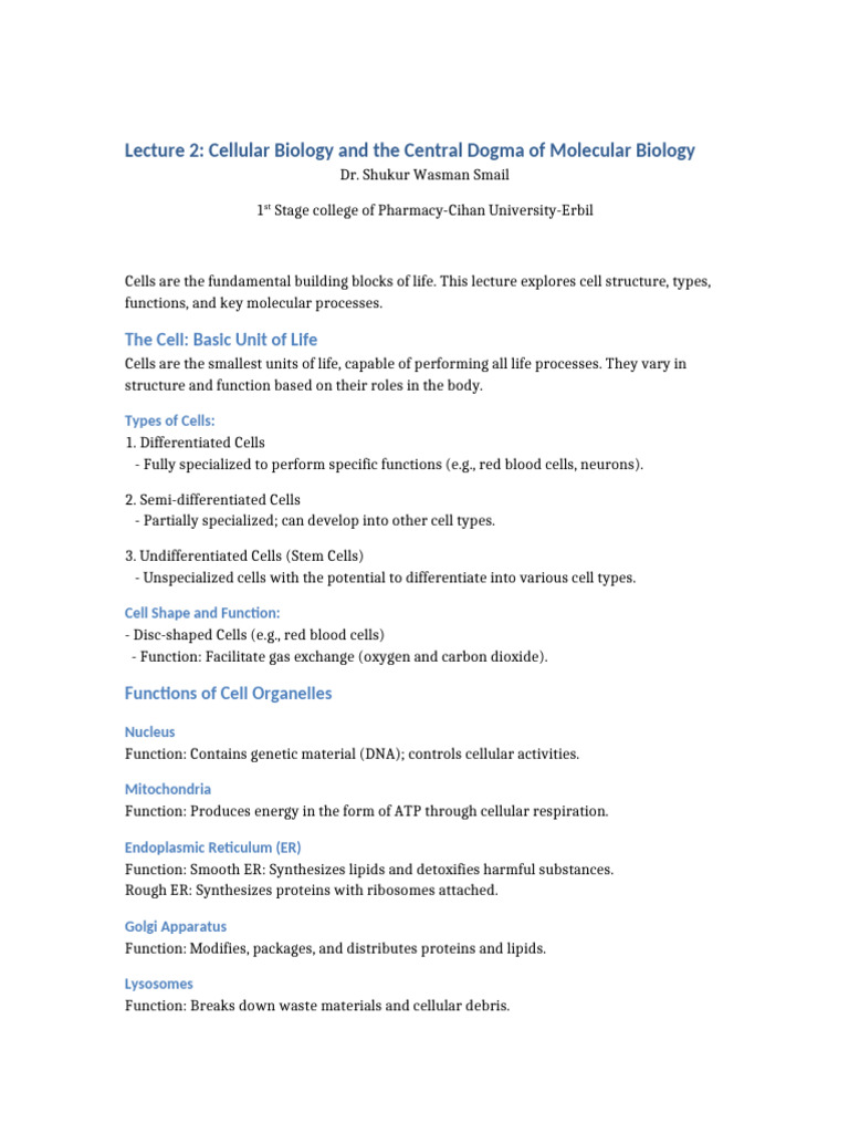 Cellular Biology: Structure and Function | PDF | Cell (Biology) | Biology