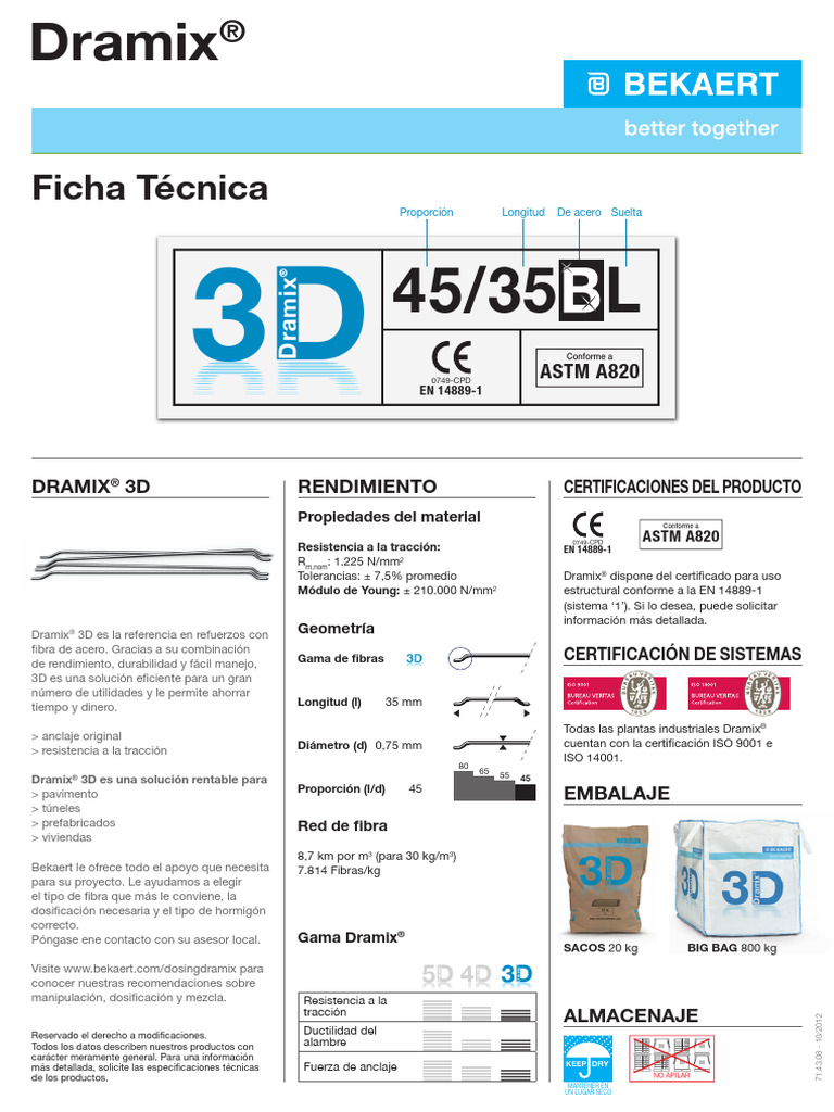 Ficha Técnica: Certificaciones Del Producto Dramix 3D Rendimiento | PDF | Ingeniería de ...