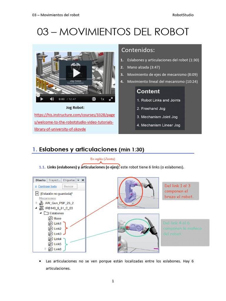 03 - Movimientos Del Robot | PDF | Robot | Robótica