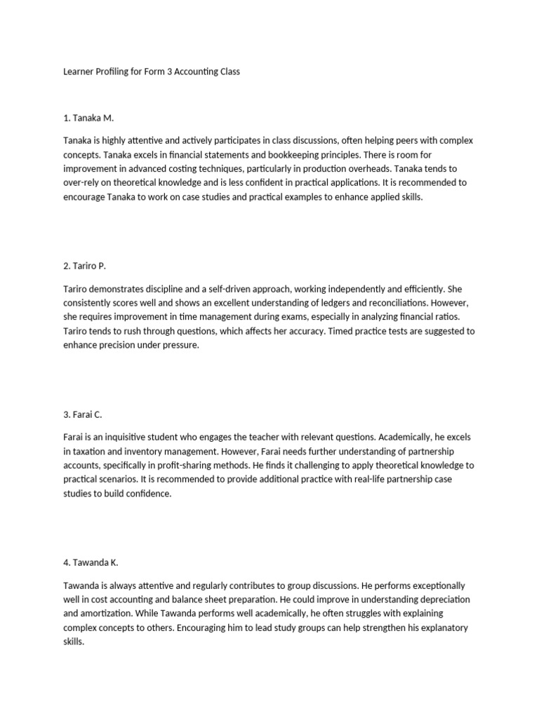 accounts learner profiles | PDF | Learning | Accounting