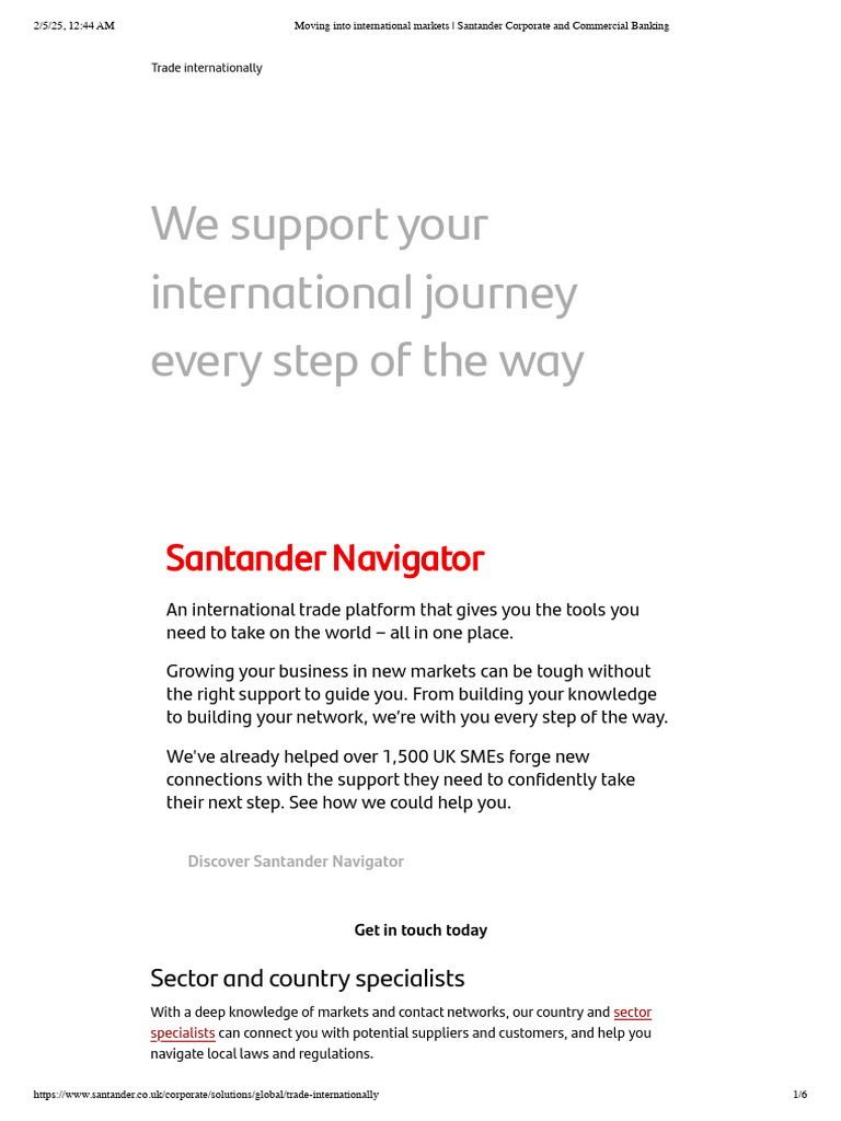 Moving Into International Markets - Santander Corporate and Commercial ...