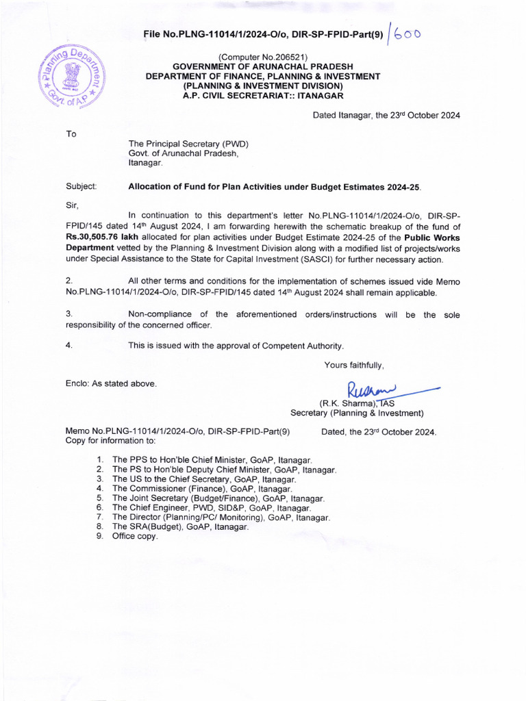 (PWD) Schematic Breakup of The Fund of Rs. 30,505.76 Lakh | PDF ...