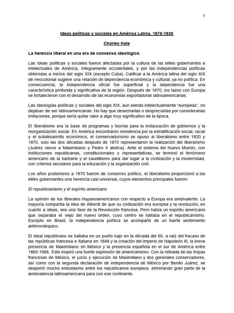 Ideas políticas en América Latina, 1870-1930 | PDF | Democracia ...