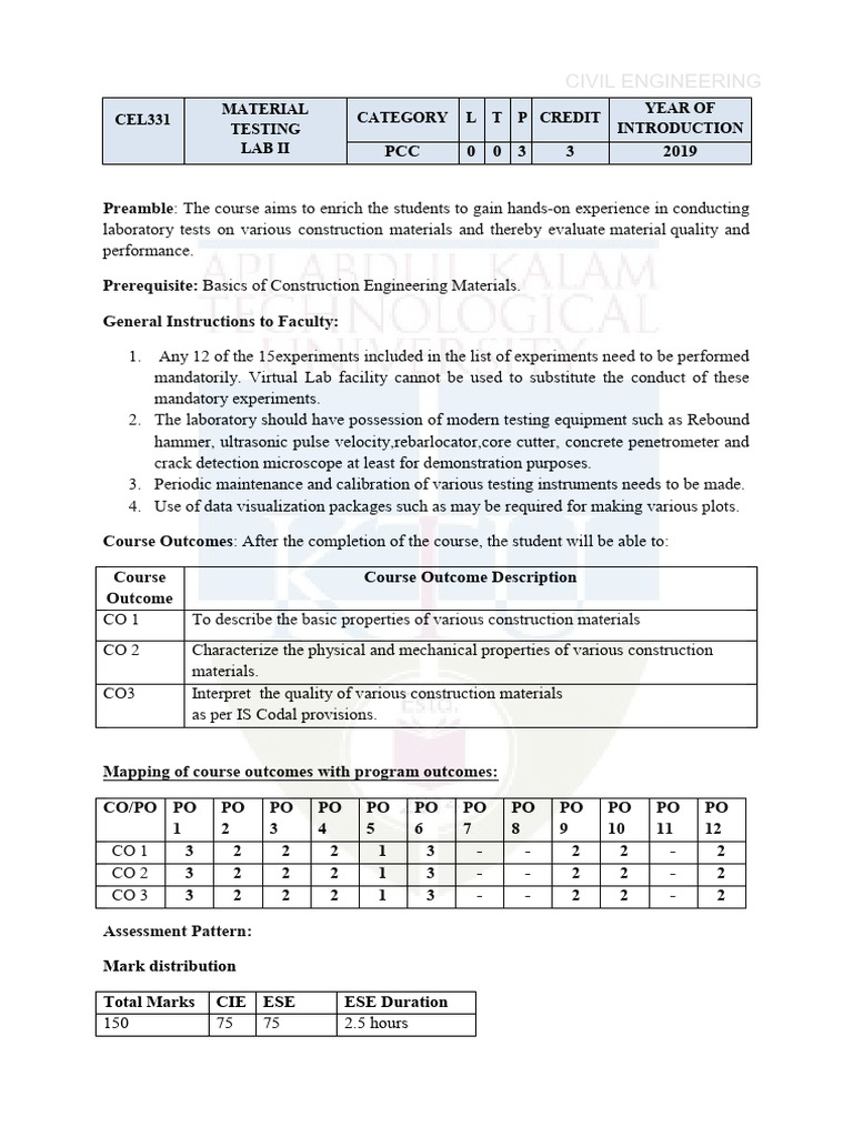Construction Materials Testing Lab Guide | PDF | Concrete ...