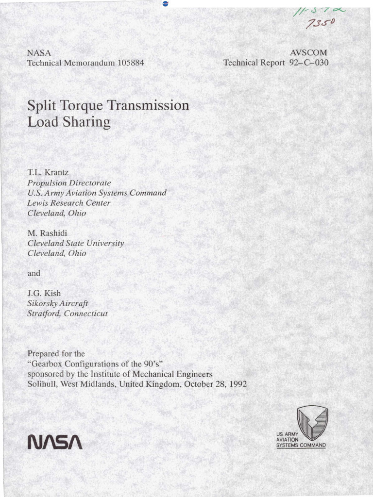 NASA 19930003548 Split Torque Transmission | PDF | Gear | Classical ...