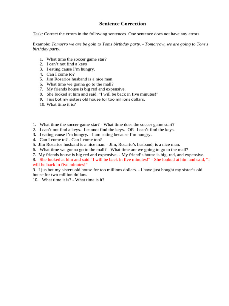 Sentence Correction | PDF