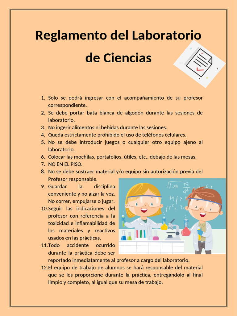 Reglamento Del Laboratorio de Ciencias | PDF