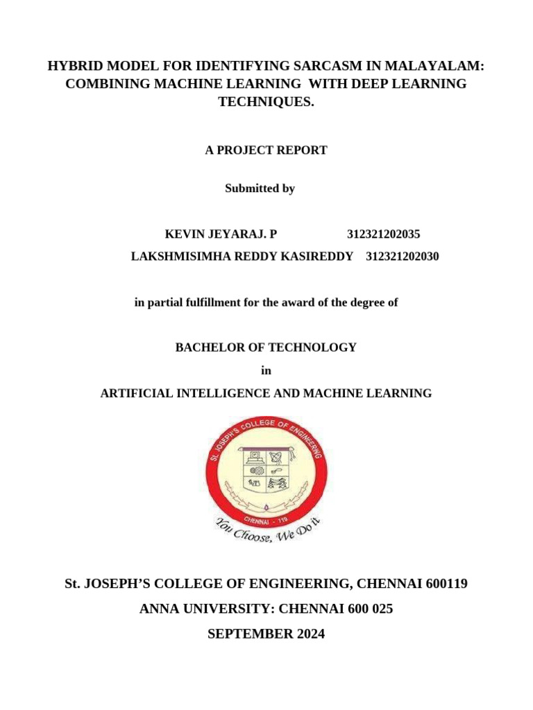 Sarcasm Detection in Malayalam | PDF | Machine Learning | Support ...
