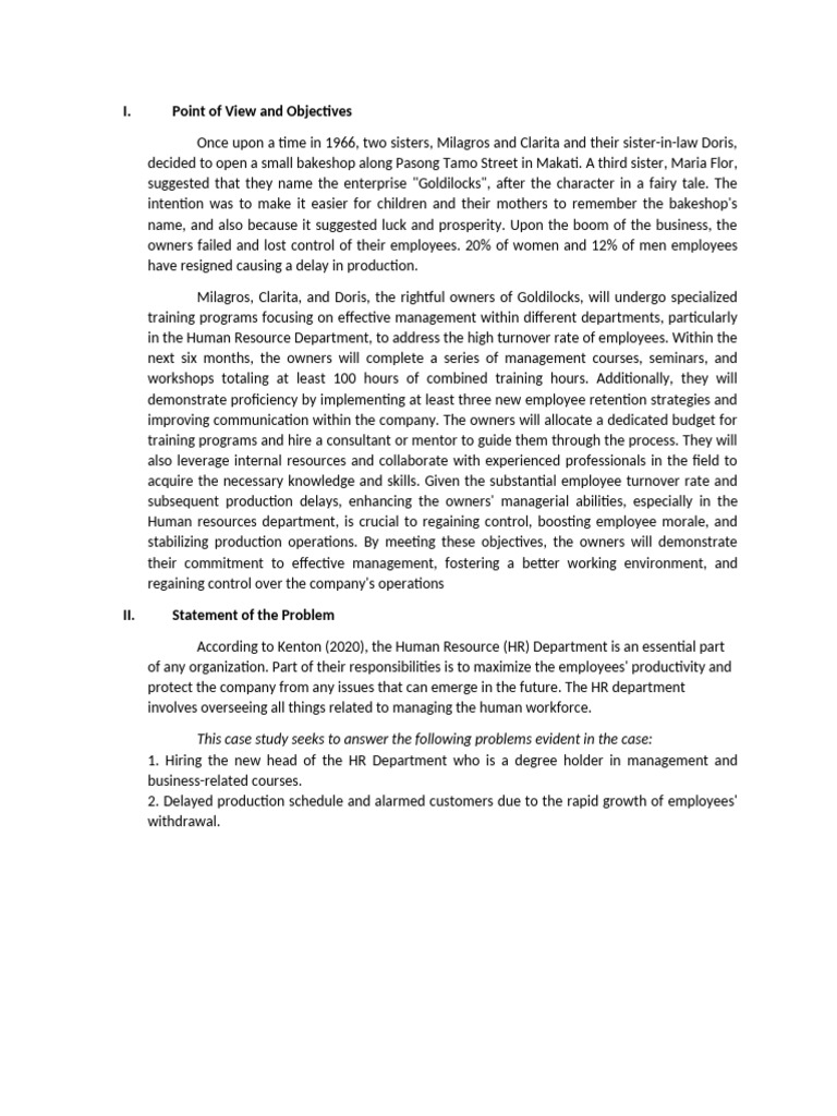 Goldilocks Bakeshop Management Challenges | PDF | Mentorship | Employee ...