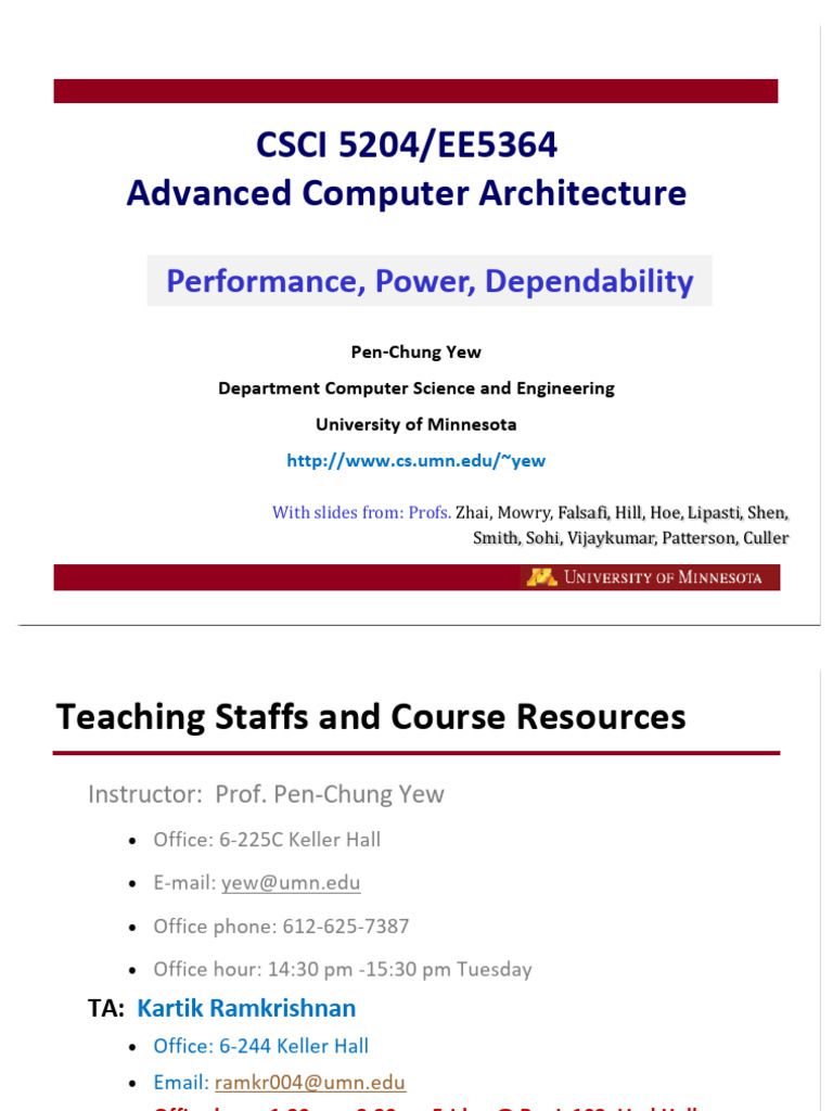 CS5204/EE5364 - Advanced Computer Architecture - Performance | PDF | Parallel Computing ...