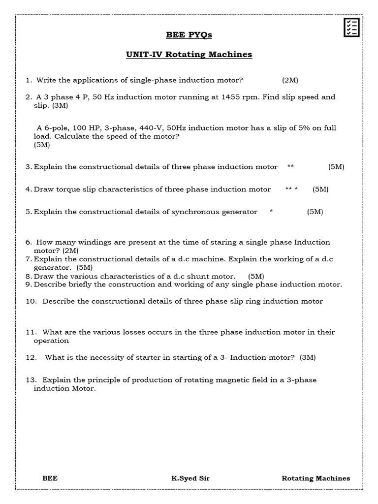 BEE PYQs Unit 4 | PDF