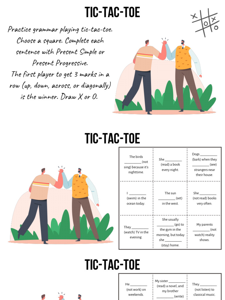 A1-A2 Tic-Tac-Toe - Present Simple Present Progressive PDF | PDF