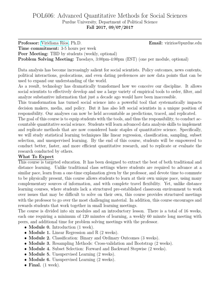 Advanced Quant Harvard Class | PDF | Regression Analysis | Social Sciences