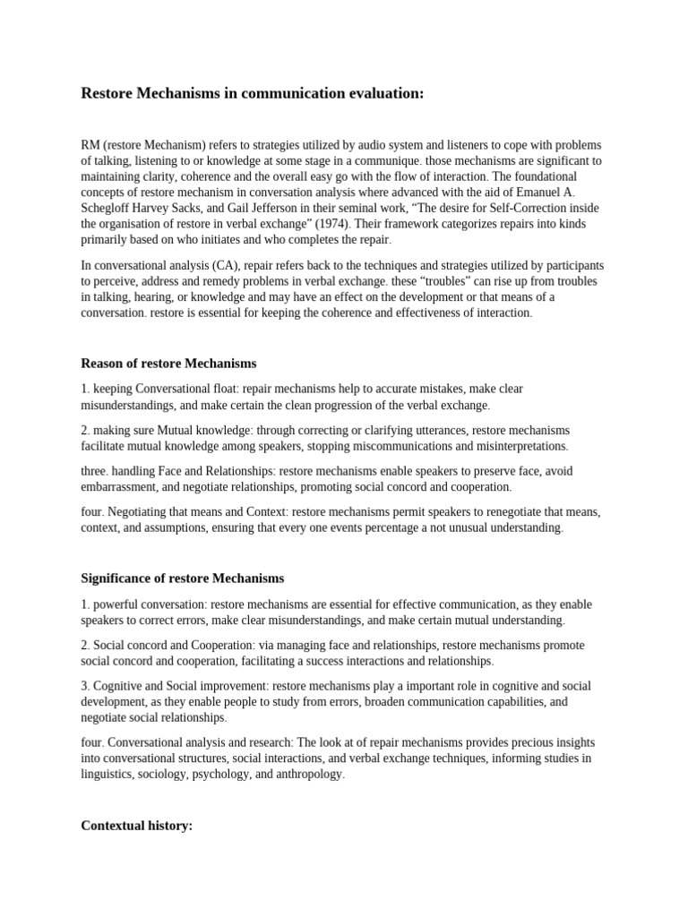 Restore Mechanisms in Communication Evaluation | PDF | Communication | Cognition
