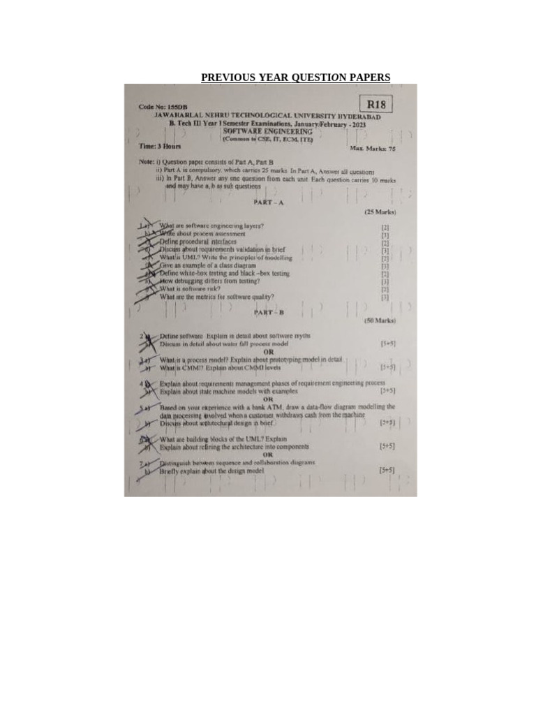 Software Engineering Previous Year Papers | PDF | Software Development ...