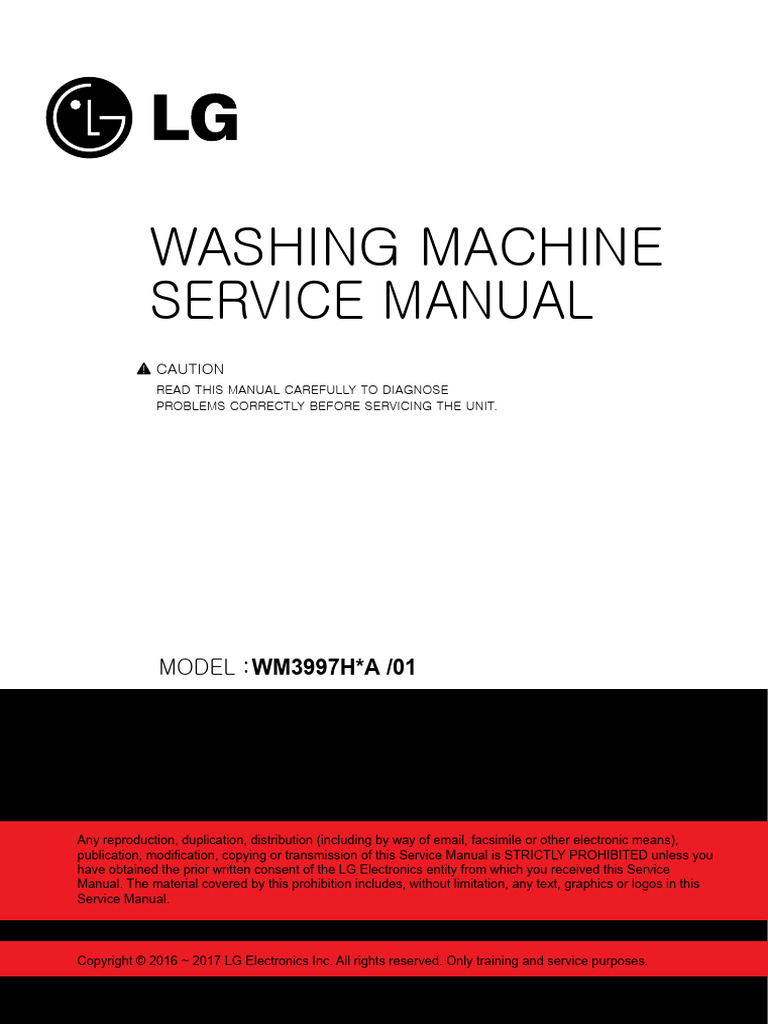 LG Washing Machine WM3997HWA Service Manual | PDF | Washing Machine ...