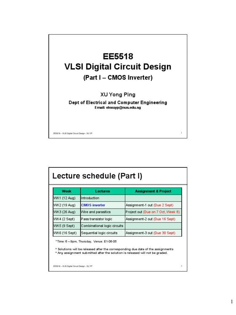 EE5518 VLSI Digital Circuit Design VLSI Digital Circuit Design | PDF | Cmos | Mosfet