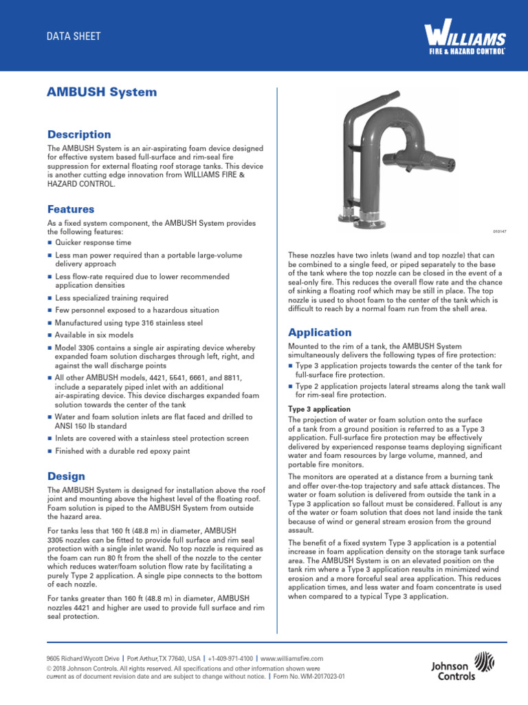 WM-2017023-01 AMBUSH System | PDF | Water | Tanks