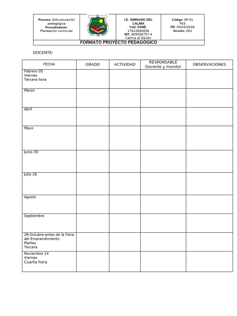 Formato Registro PILEO | PDF