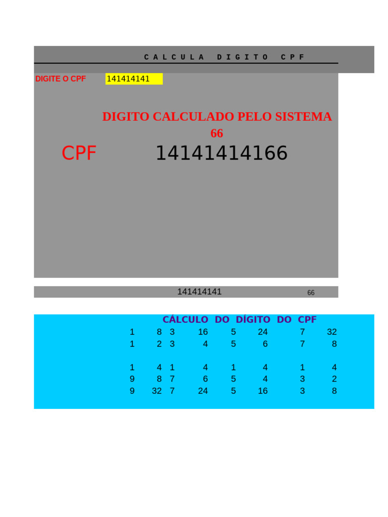 Cálculo do Dígito do CPF | PDF