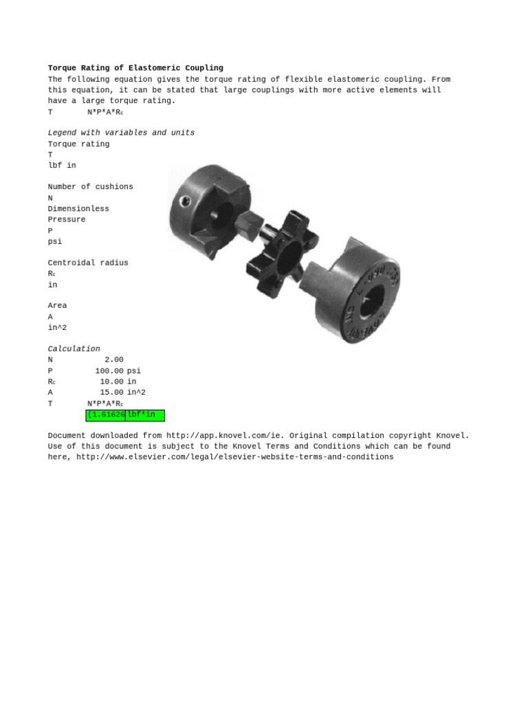 MECHA0058E-Torque Rating of Elastomeric Coupling | PDF