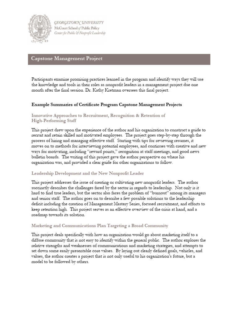 Capstone Management Project | PDF | Employee Retention | Strategic Planning