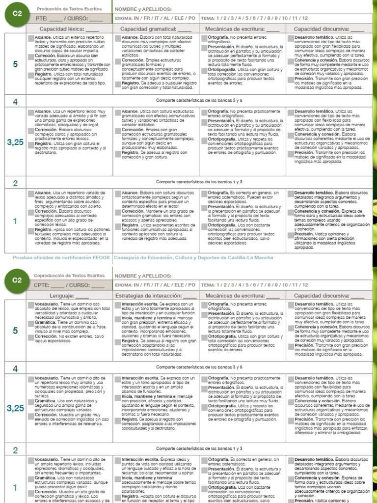 Escalas C2 - Def | PDF | Léxico | Gramática