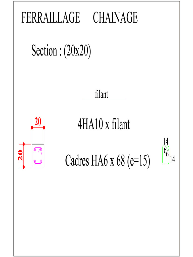 Ferraillage Chainage 20X20 | PDF