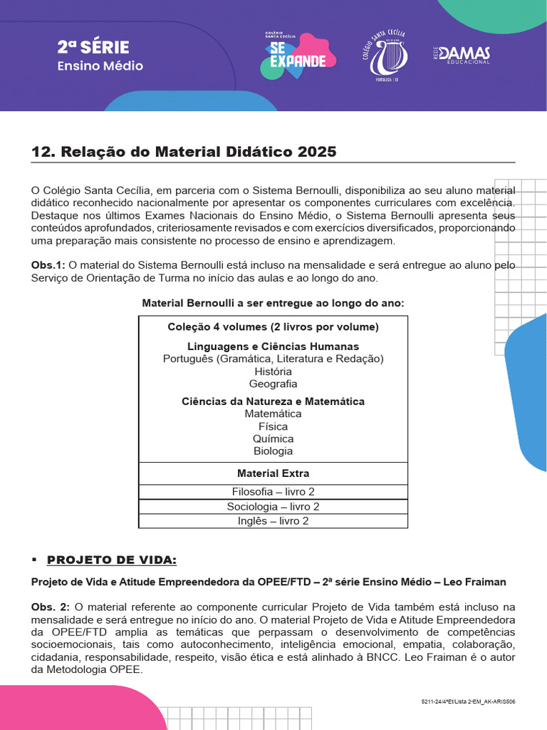 Material Didatico 2 Serie Em Fortaleza 2025 | PDF
