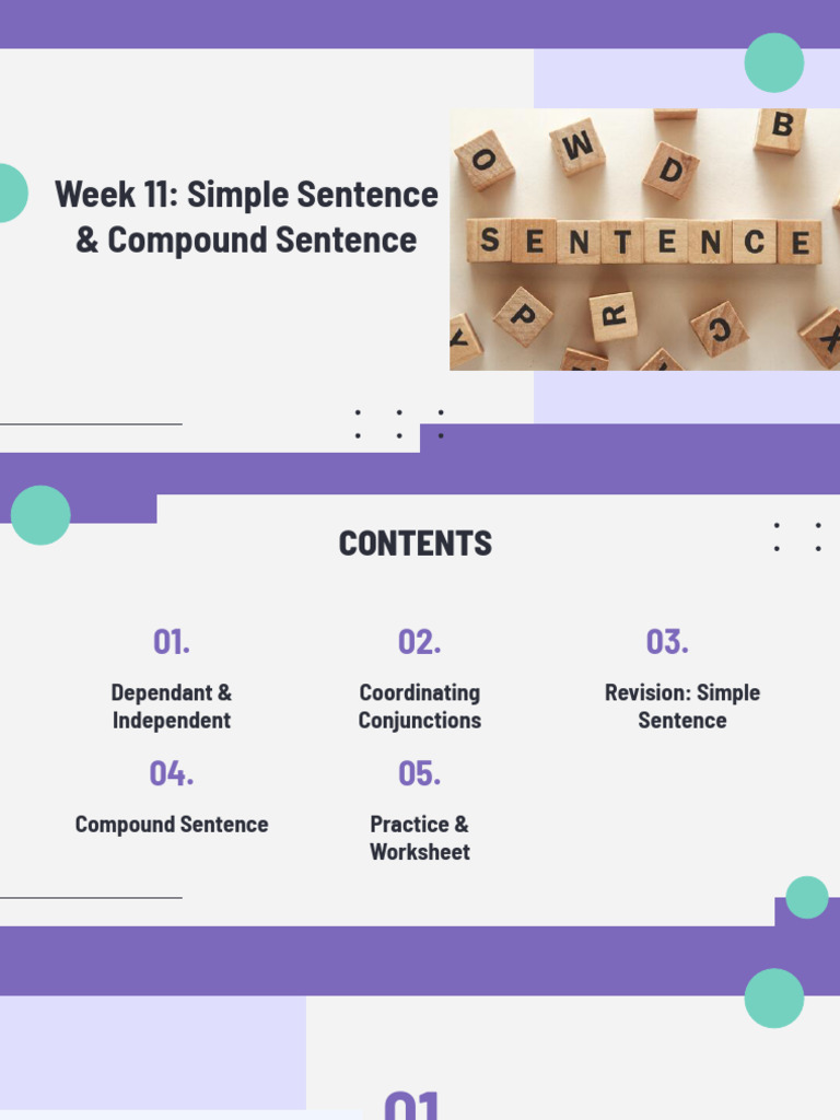 Simple Sentence and Compound Sentence (Slides) | PDF | Semantics | Grammar