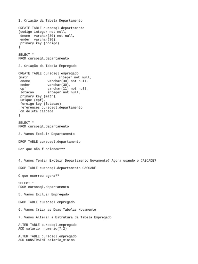 script_sql_foda_aula_1 | PDF | SQL | Bancos de dados