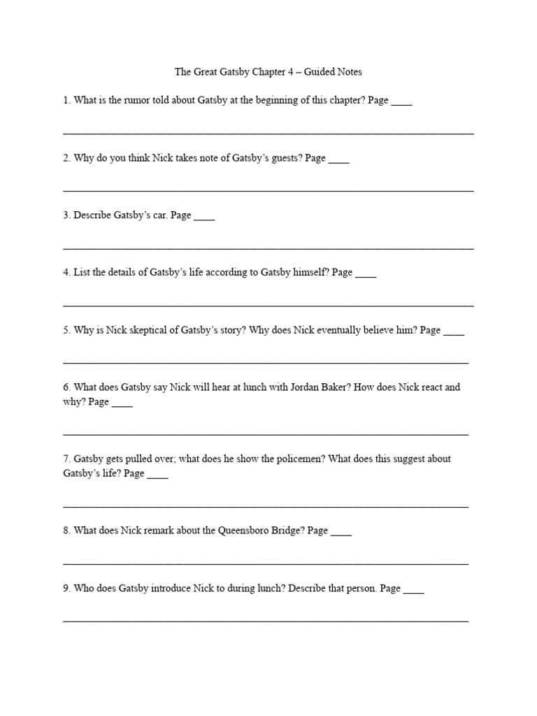 The Great Gatsby - Chapter 4 | PDF | The Great Gatsby