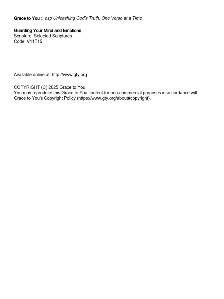 Guarding Your Mind and Emotions Jan 14 2025 | PDF