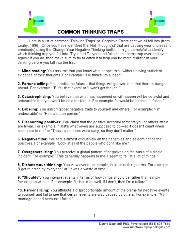 Common Thinking Traps | PDF | Thought | Social Psychology