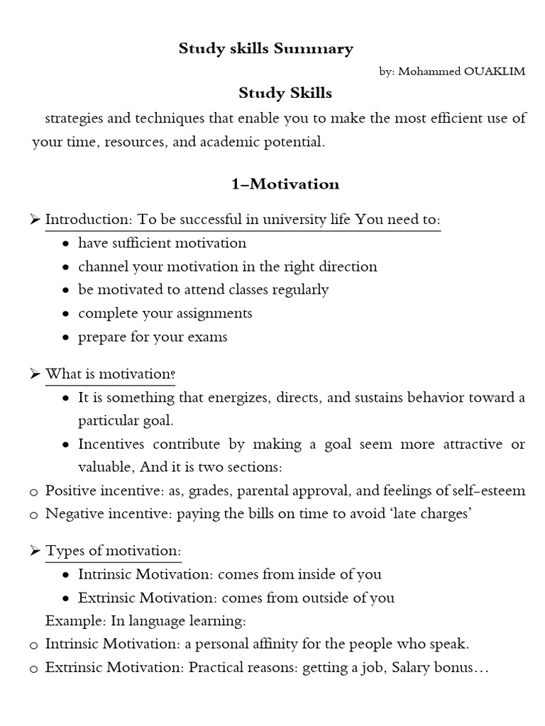Effective Study Skills Guide | PDF | Motivational | Motivation