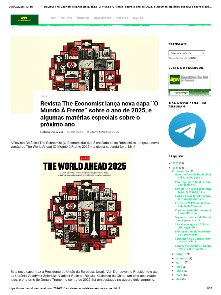 Revista The Economist Lança Nova Capa O Mundo À Frente Sobre o Ano de ...