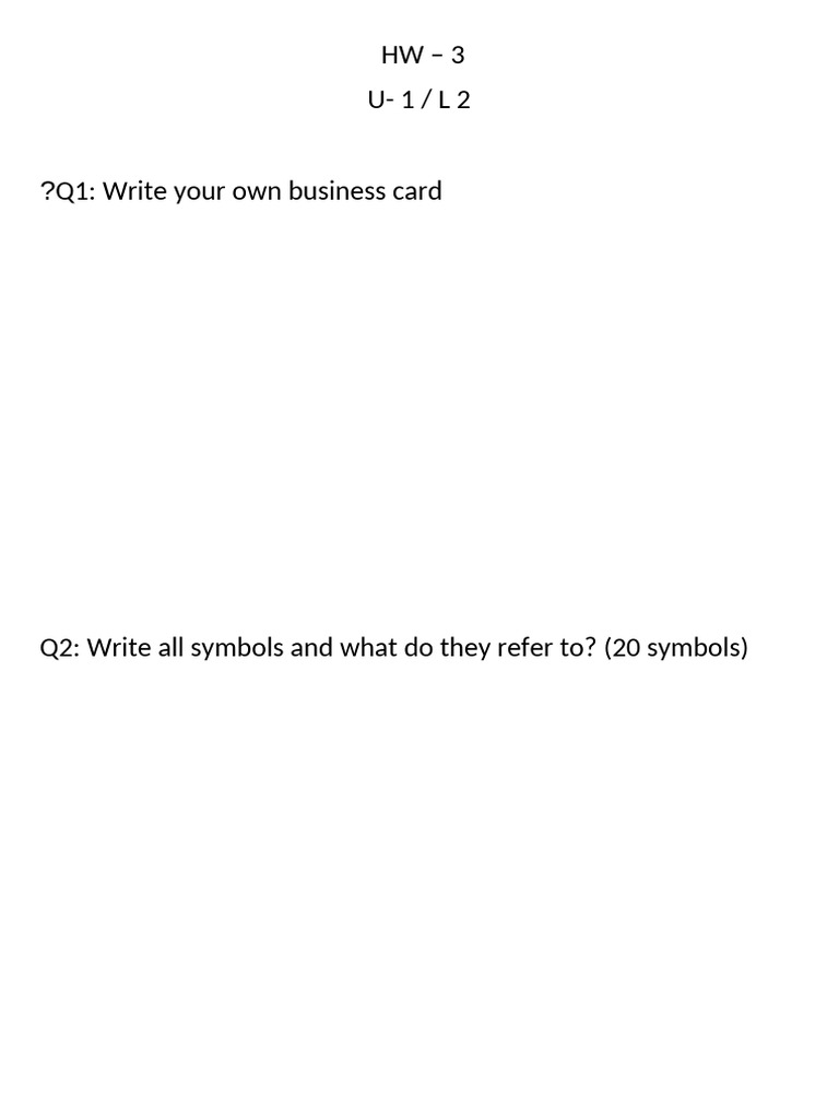 HW - U1 -L2- Card - Symbols (1) | PDF