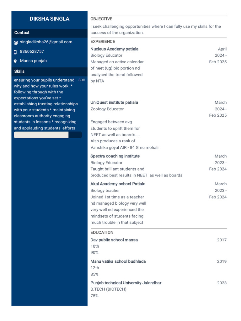 CV 2024121812570023 | PDF | Student Assessment And Evaluation ...