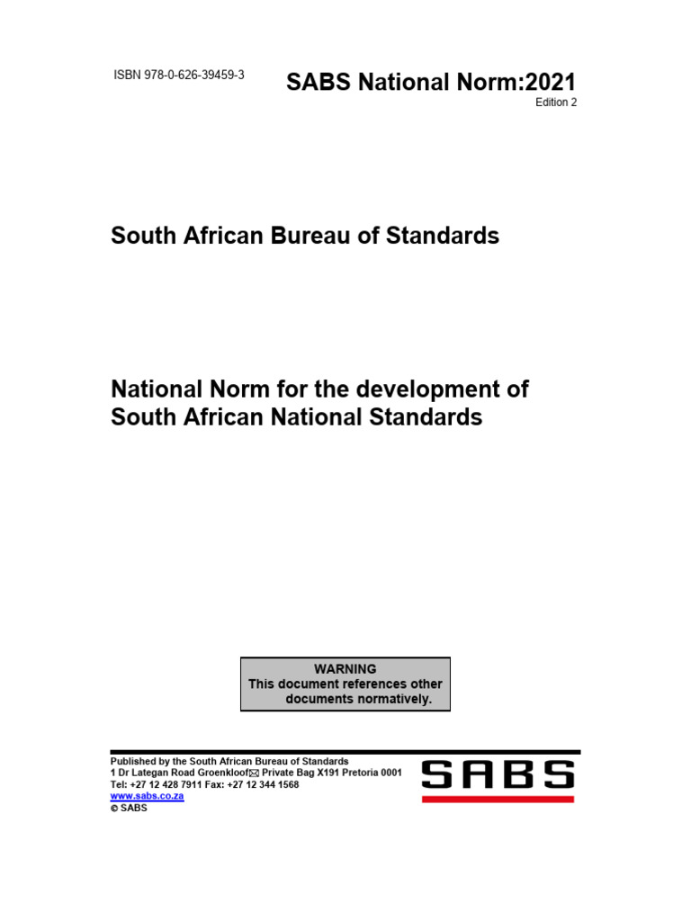 Sabs National Norm 2021 (Ed. 2.00) | PDF | International Organization ...