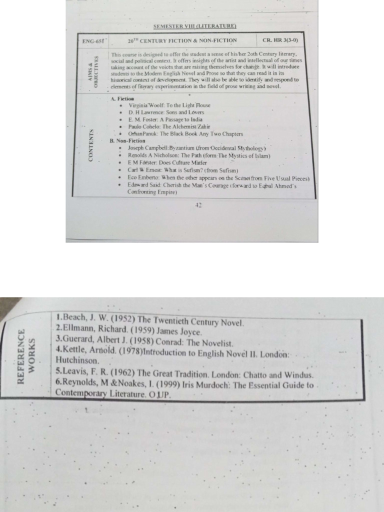 Finale Course Content ? BS 8 Literature | PDF