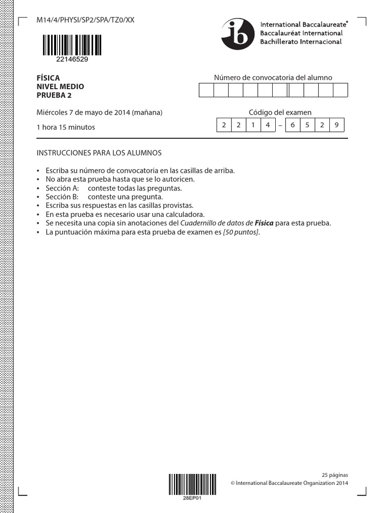 Examen de Física IB: Energía y Potencia | PDF | Cantidades fisicas ...