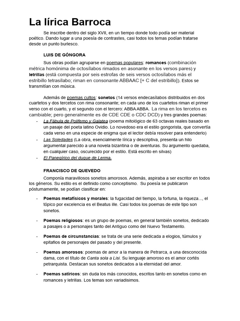 Literatura 1º Bach Barroco-2 | PDF | Poesía | Formas narrativas