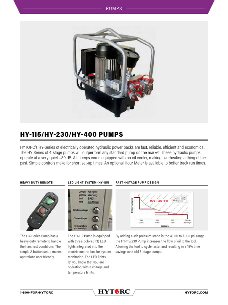 HYTORC HY-Series Pump Overview | PDF | Pump | Electric Power