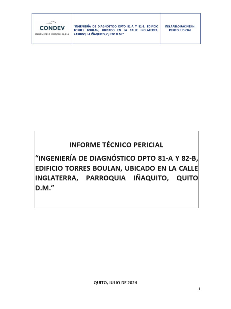 Informe Diagnóstico Torre Boulan Condev Ec 2024 | PDF | Techo | Agua