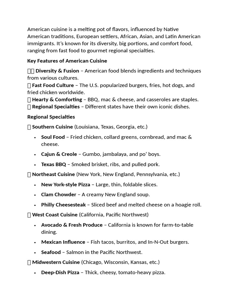 Exploring American Cuisine Diversity | PDF