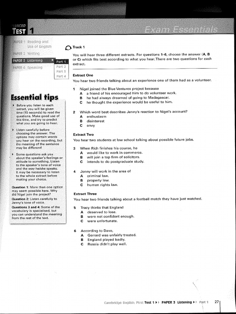 Listening C1 Test 1 E1 | PDF
